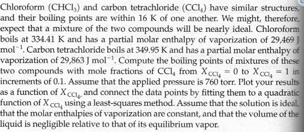 Solved Chloroform (CHCl3) ﻿and carbon tetrachloride (CCl4) | Chegg.com
