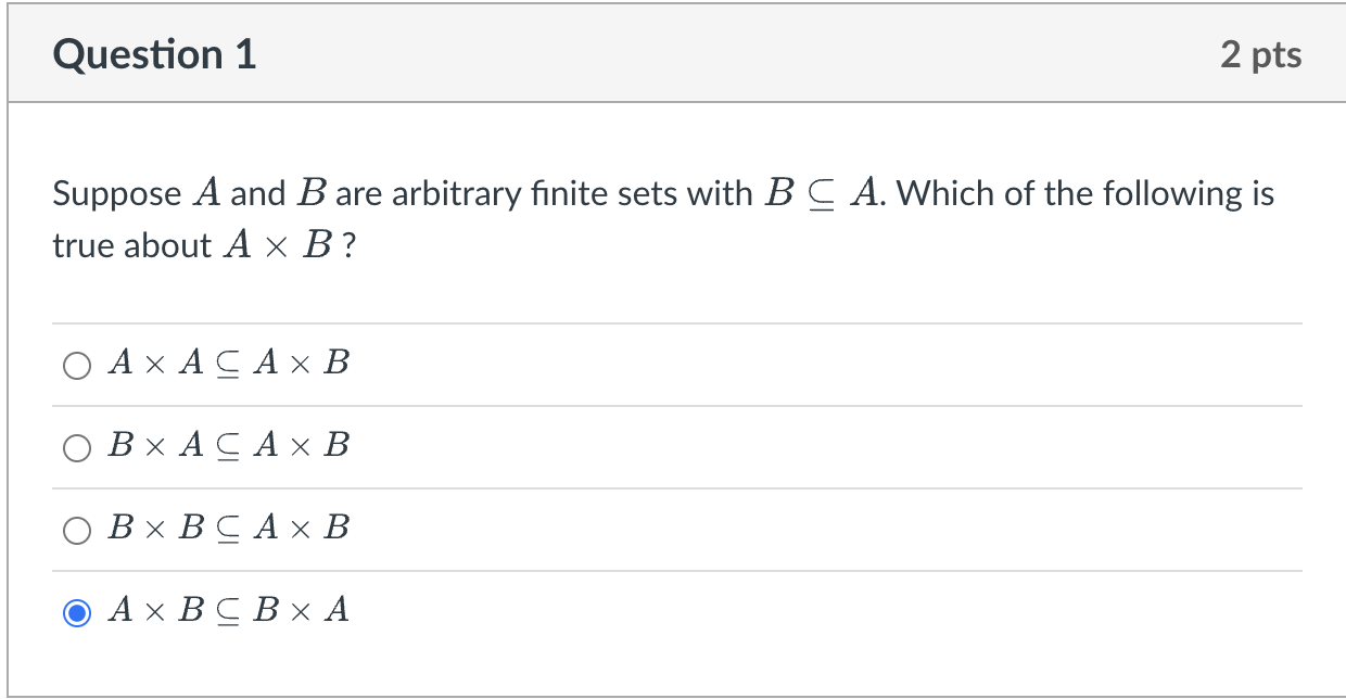 Solved Suppose A and B are arbitrary finite sets with B⊆A. | Chegg.com