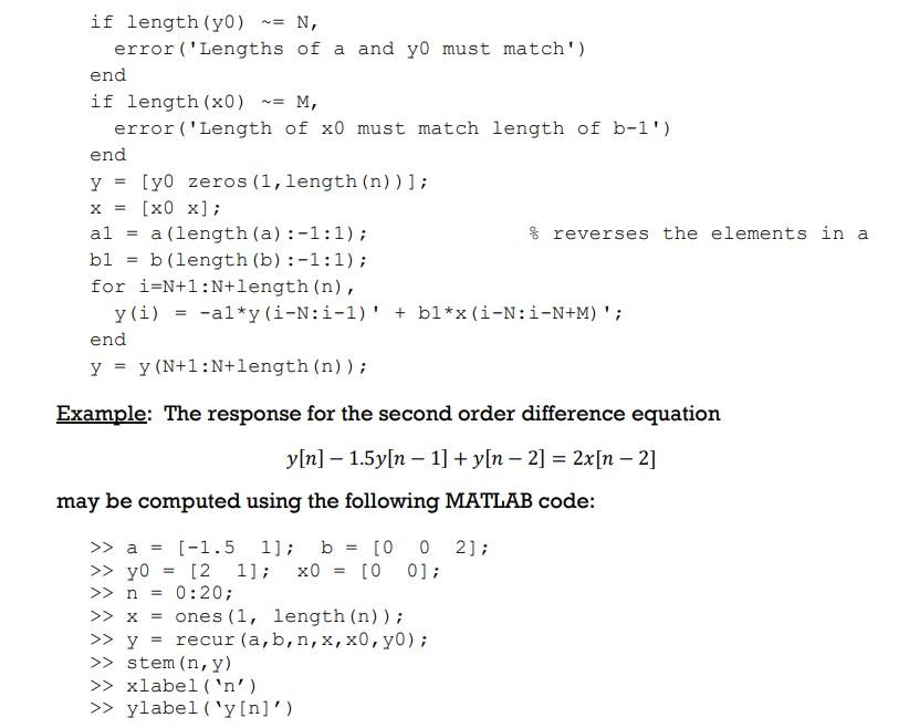 Solved Compute the response y[n] on the interval 1≤n≤20 to | Chegg.com