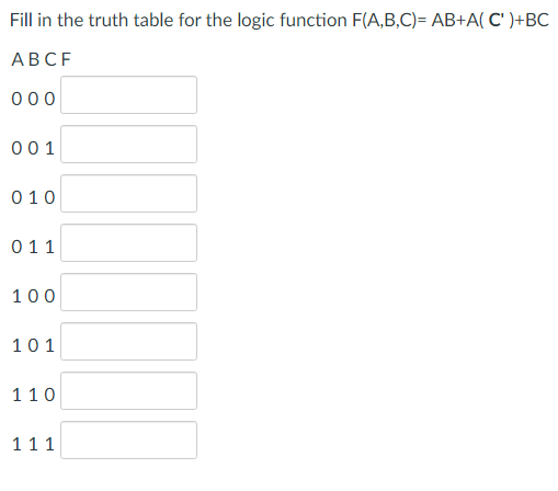 Solved Fill in the truth table for the logic function | Chegg.com