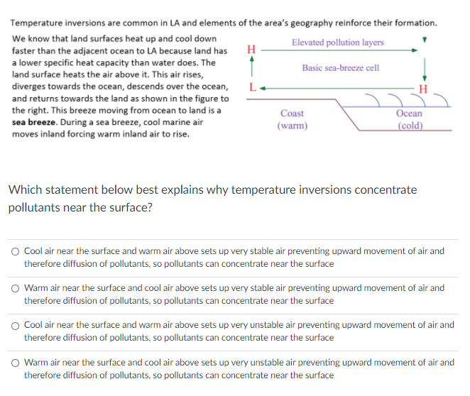 Solved Temperature inversions are common in LA and elements | Chegg.com
