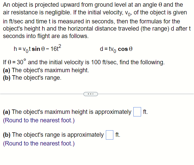 Solved An object is projected upward from ground level at an | Chegg.com