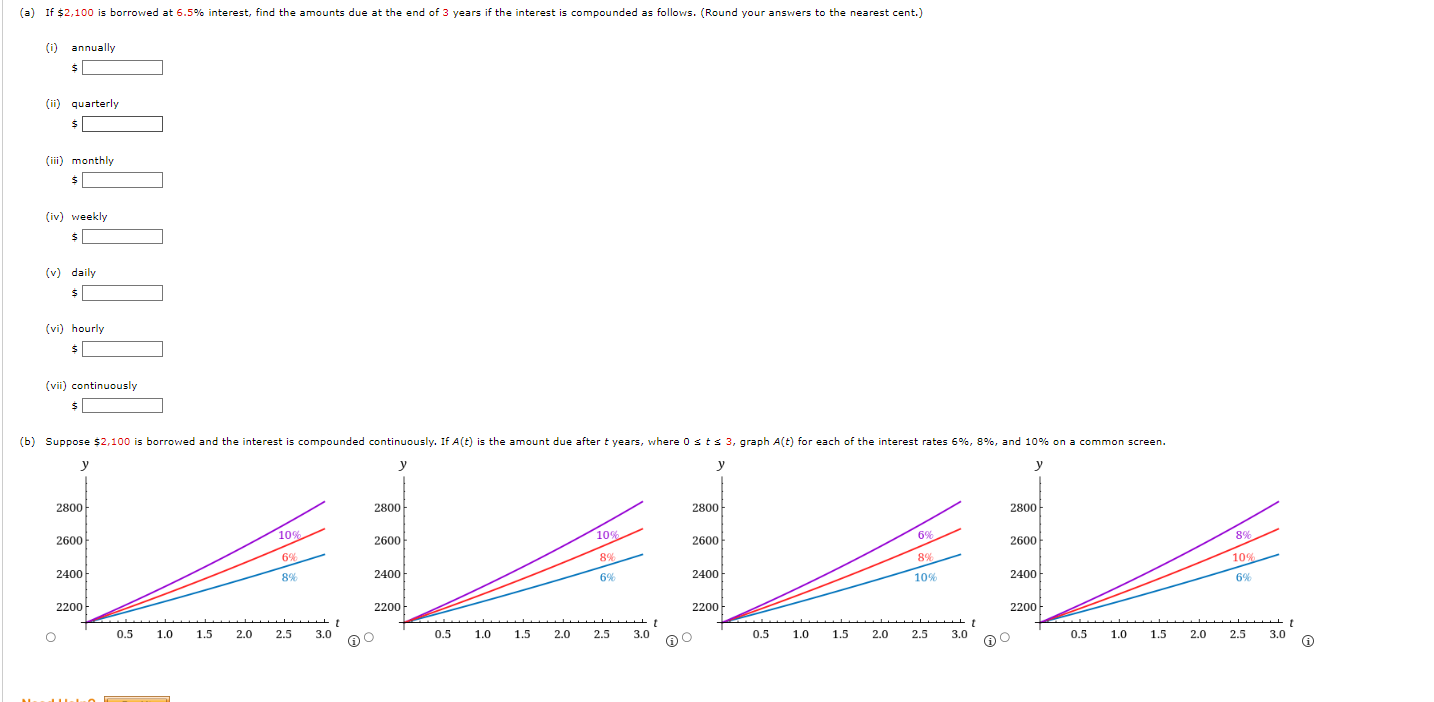 Solved (a) If $2,100 is borrowed at 6.5% interest, find the | Chegg.com