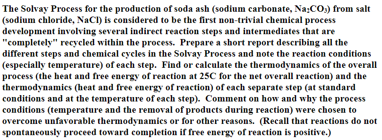 Solved The Solvay Process for the production of soda ash | Chegg.com