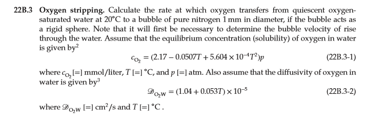 Solved 22B.3 Oxygen stripping. Calculate the rate at which | Chegg.com