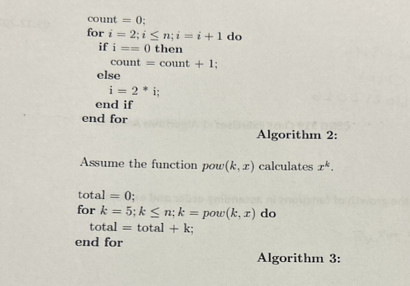 Solved 2. Calculate the running time of the codes in the | Chegg.com