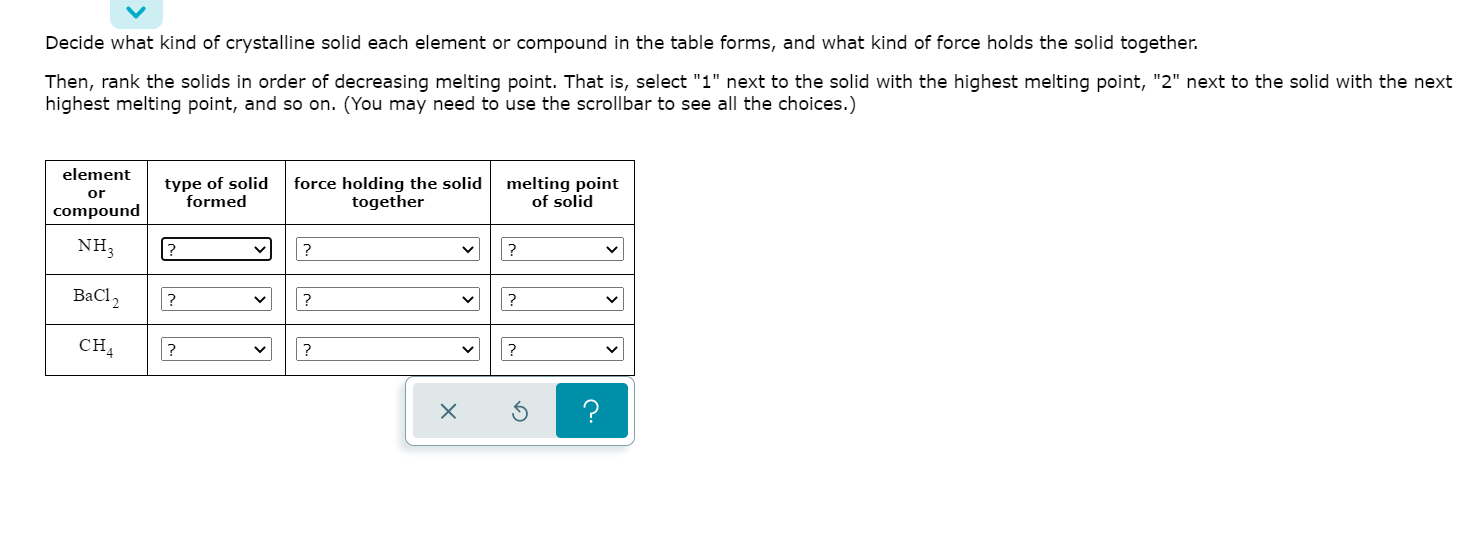 Decide what kind of crystalline solid each element or | Chegg.com