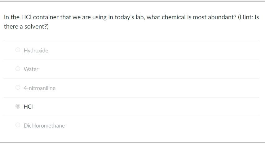 Solved In the HCl container that we are using in today's | Chegg.com