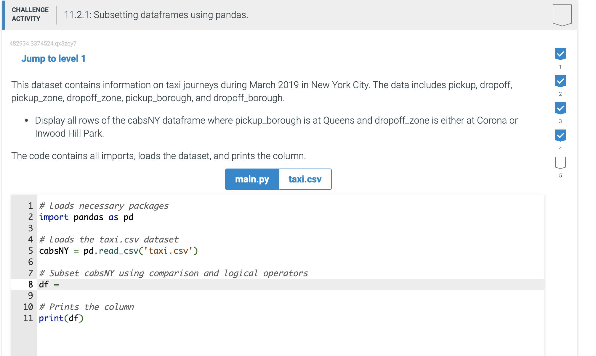 Solved This dataset contains information on taxi journeys | Chegg.com