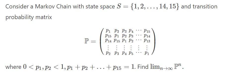 Consider a Markov Chain with state space | Chegg.com