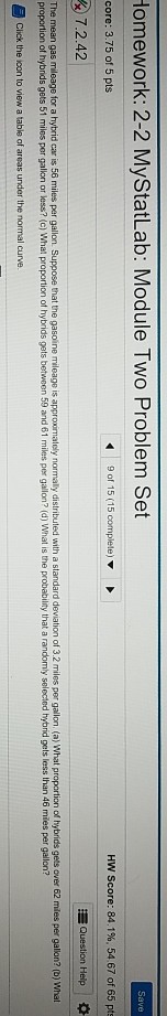 Solved lomework: 2-2 MyStatLab: Module Two Problem Set core: | Chegg.com