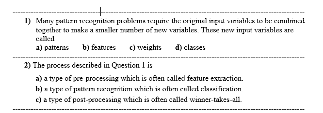 Solved 1) Many pattern recognition problems require the | Chegg.com