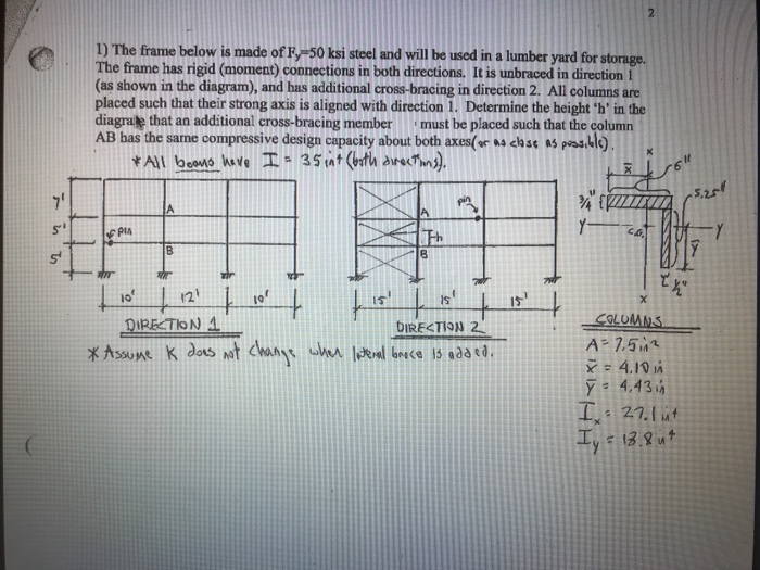 1) The frame below is made of Fy -50 ksi steel and | Chegg.com