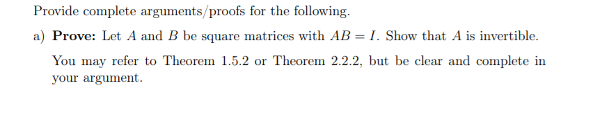 Solved Provide complete arguments proofs for the following. | Chegg.com