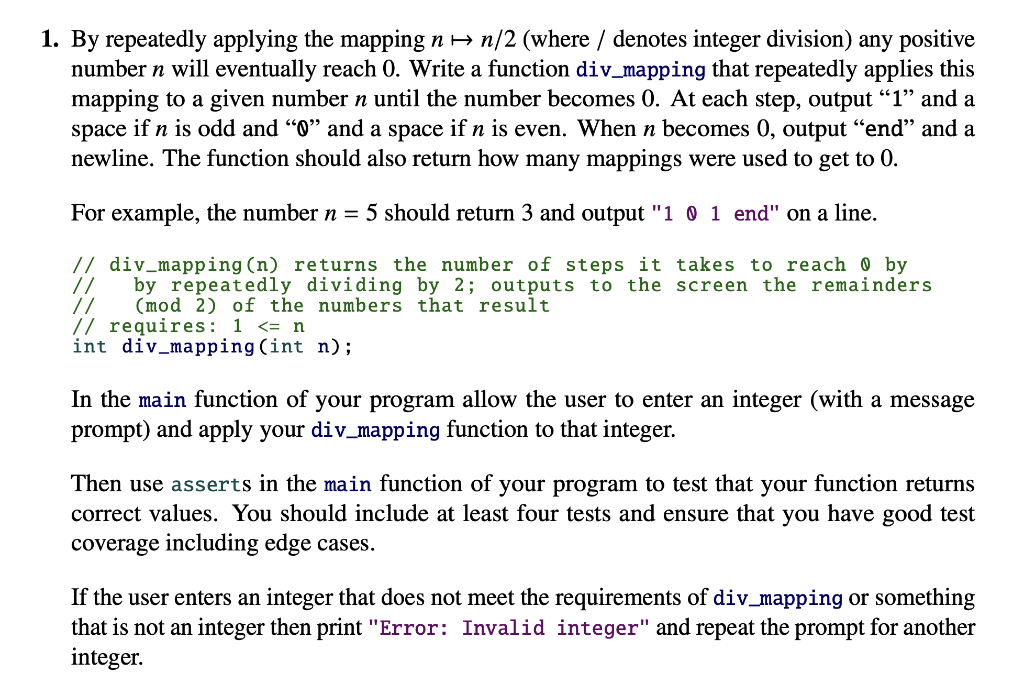 Solved By repeatedly applying the mapping n↦n/2 (where / | Chegg.com