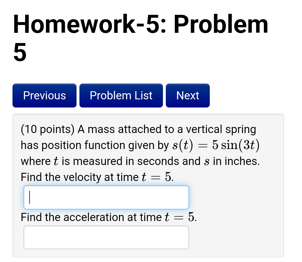 Solved Homework-5: Problem (10 points) A mass attached to a | Chegg.com