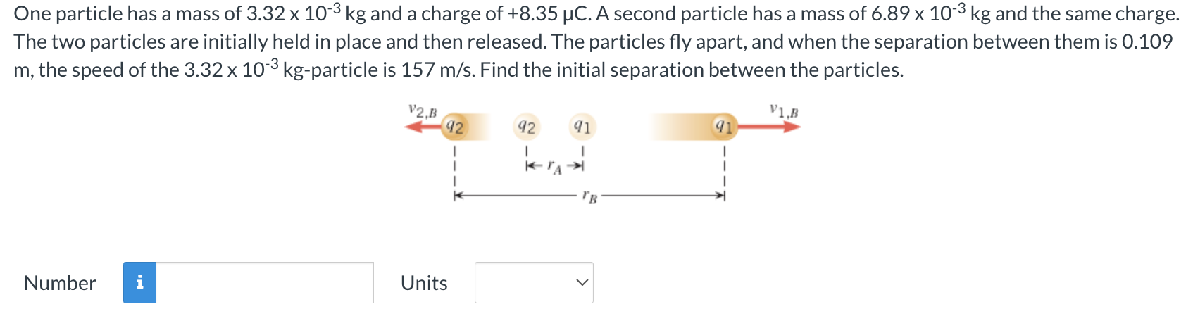 Solved One particle has a mass of 3.32×10-3kg ﻿and a charge | Chegg.com