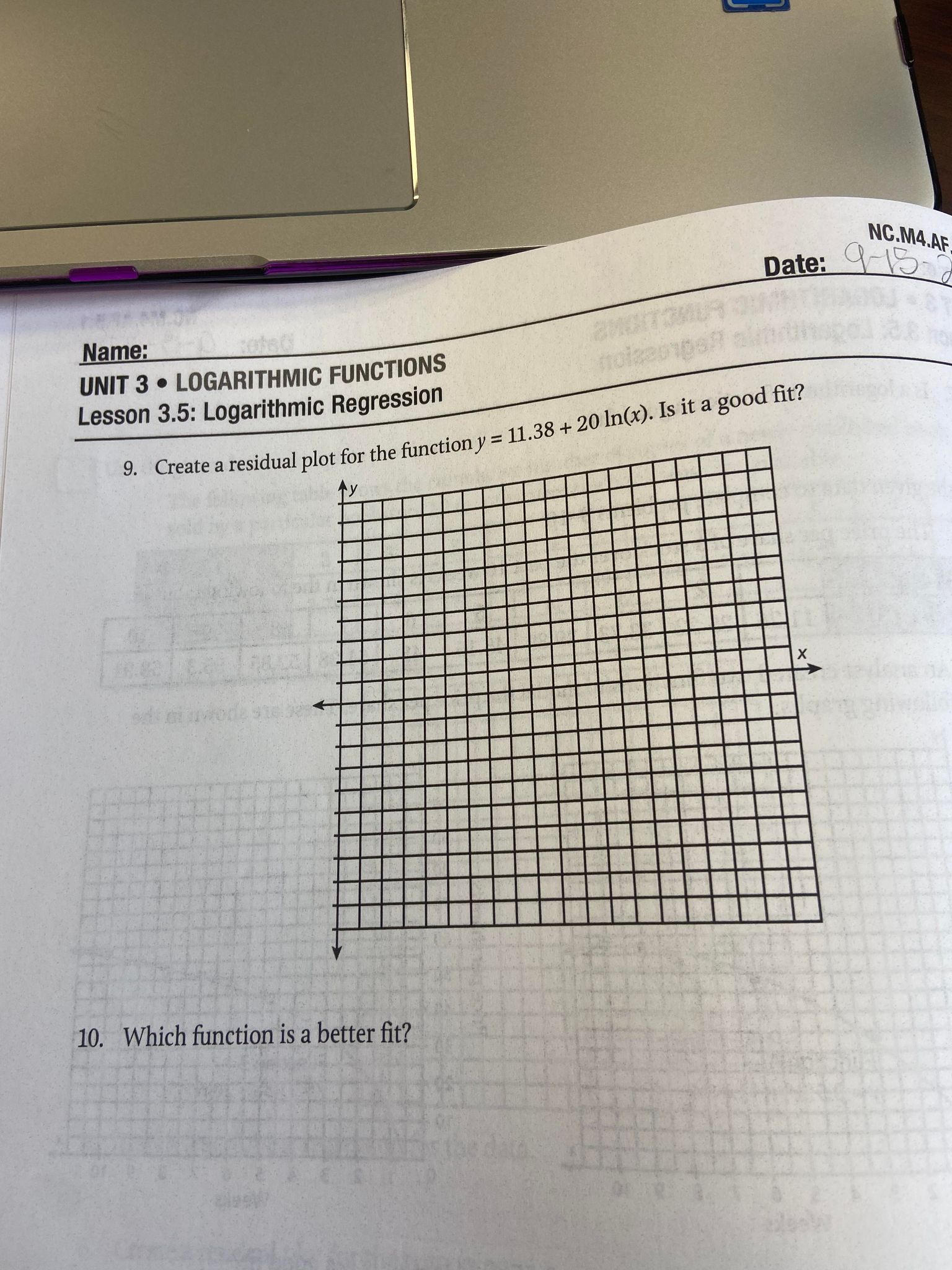 Solved UNIT 3 • LOGARITHMIC FUNCTIONS Lesson 3.5: | Chegg.com