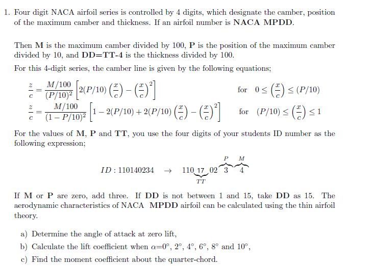 Solved 1. Four digit NACA airfoil series is controlled by 4 | Chegg.com