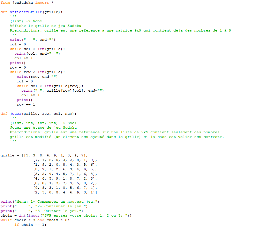 Solved Erom jeuSudoku import * lef afficherGrille (grille): | Chegg.com
