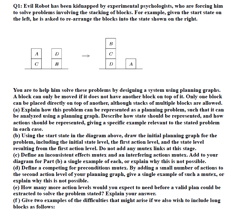 Q1: Evil Robot has been kidnapped by experimental | Chegg.com