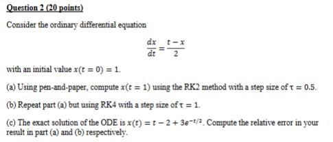 Consider the ordinary differential | Chegg.com