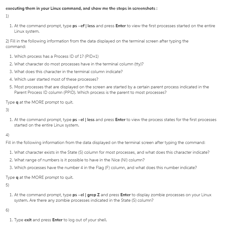 Solved Executing Them In Your Linux Command And Show Me The 8117