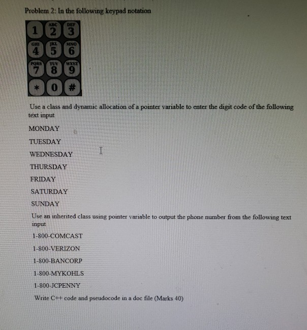 Problem 2: In the following keypad notation 1 2 3 * 0 | Chegg.com
