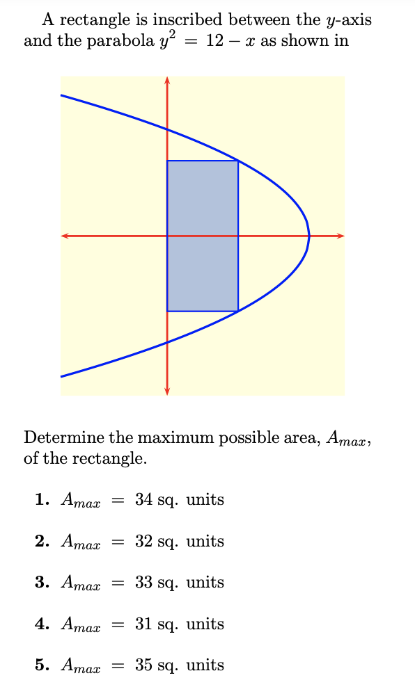 Solved A rectangle is inscribed between the y-axis and the | Chegg.com