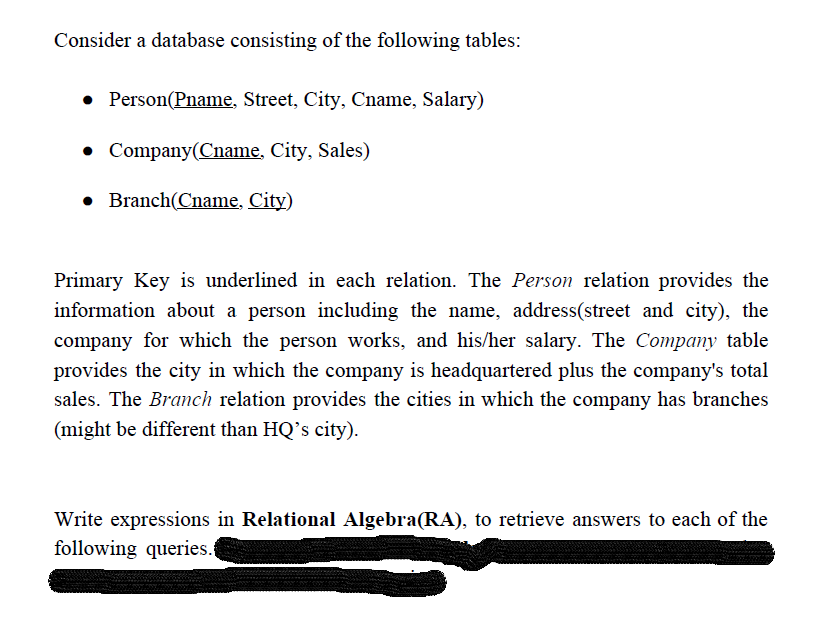 Solved Consider a database consisting of the following | Chegg.com