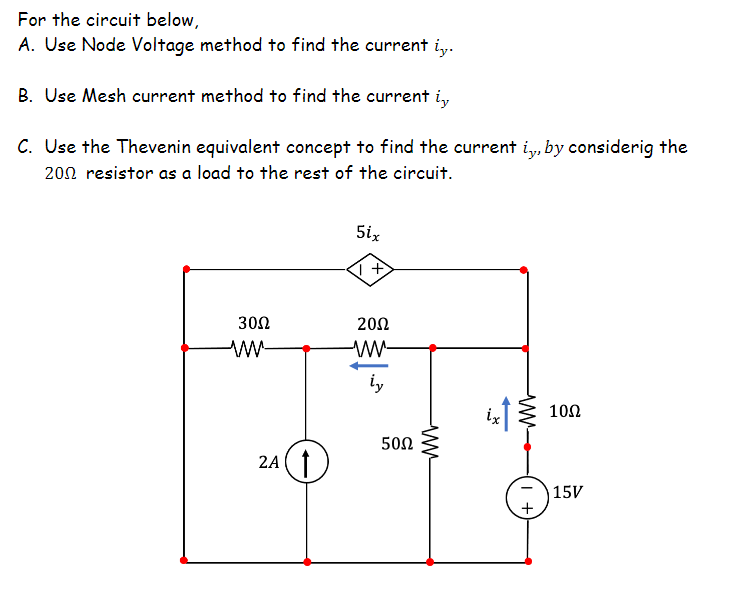 Solved For the circuit below, A. Use Node Voltage method to | Chegg.com