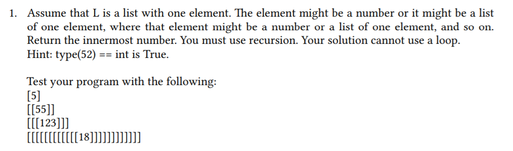 Solved 1. Assume that L is a list with one element. The | Chegg.com