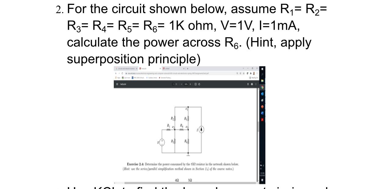 Solved - 2. For the circuit shown below, assume R = R2= R3= | Chegg.com