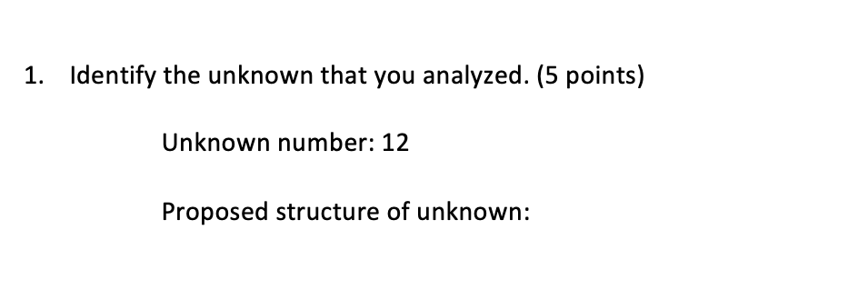 1. Identify the unknown that you analyzed. (5 points) | Chegg.com