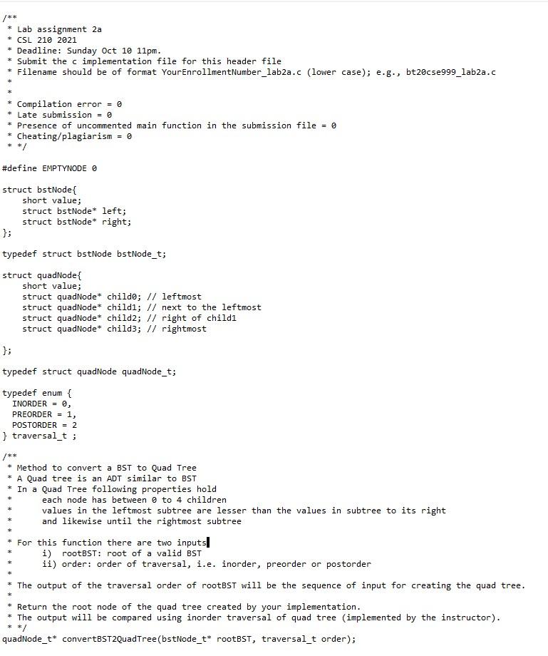 Lab Assignment 2a Csl 210 2021 Deadline