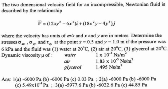 Solved The two dimensional velocity field for an | Chegg.com