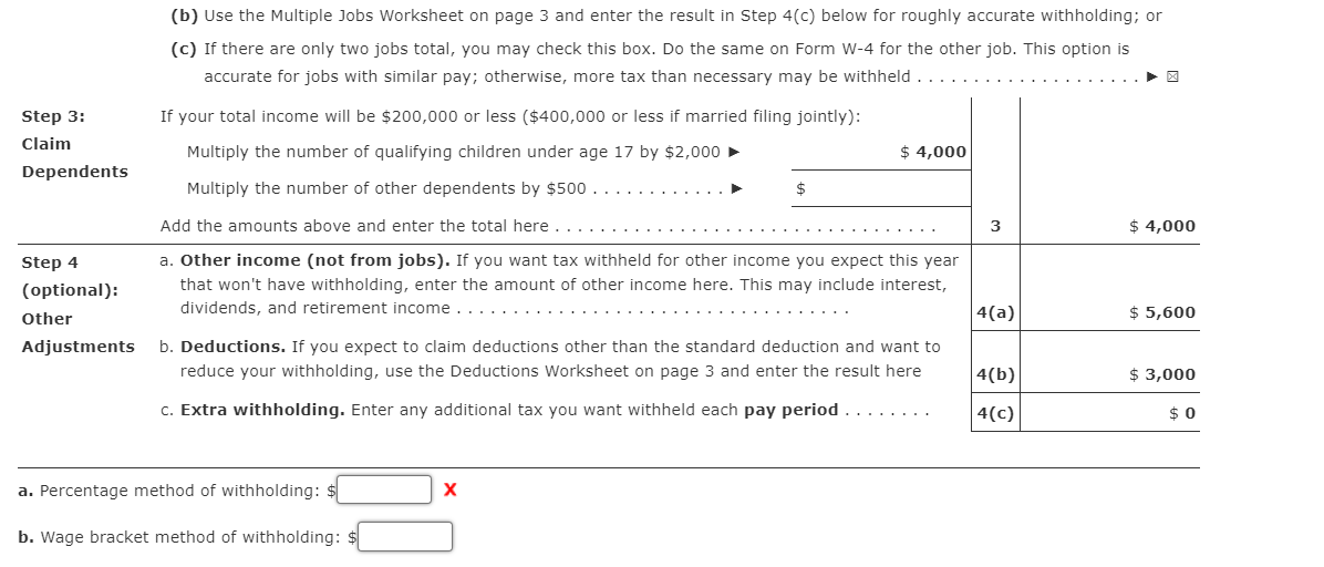 Withholding Methods (LO 9.1) using the percentage | Chegg.com