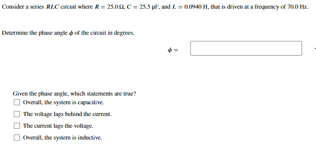 Solved Consider a series RLC ﻿circuit where | Chegg.com