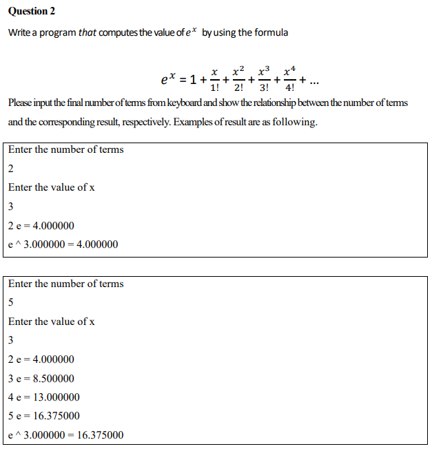 Solved Question 2 Write A Program That Computes The Value 8352
