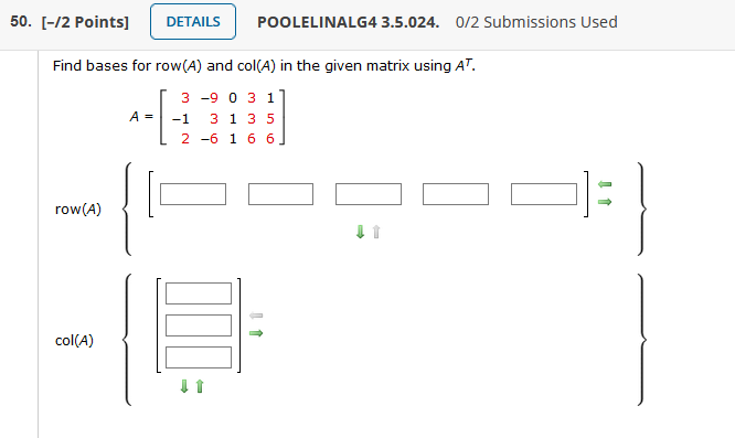 Solved 50. [-12 Points] DETAILS POOLELINALG4 3.5.024.0/2 | Chegg.com