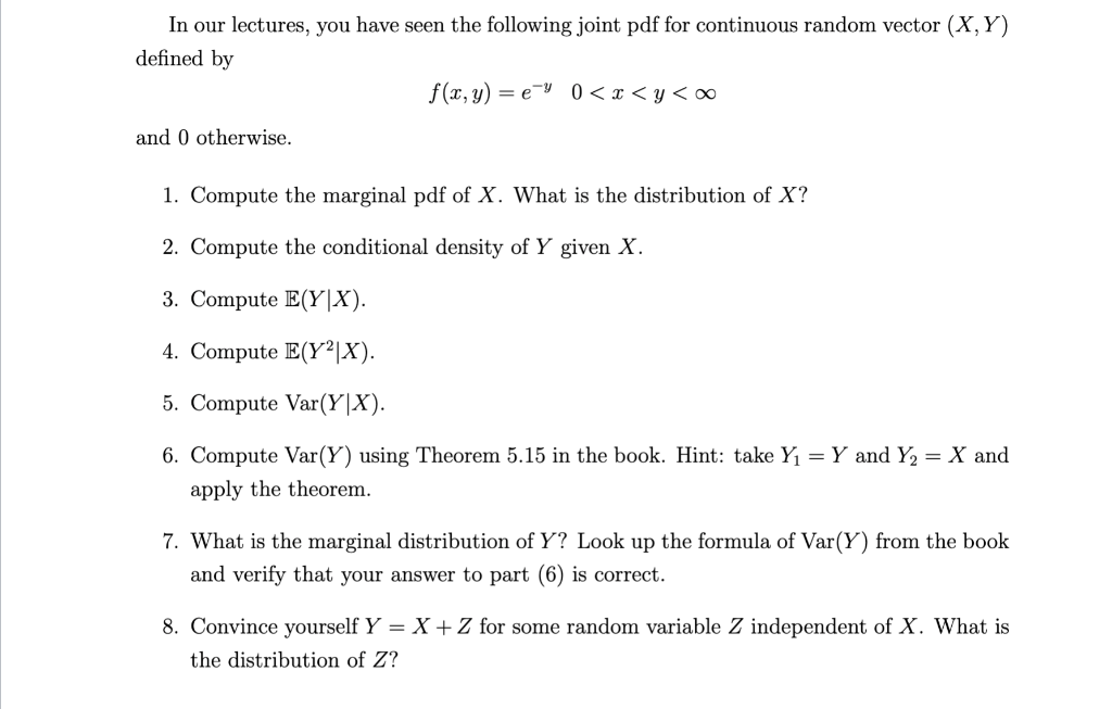 Solved In our lectures, you have seen the following joint | Chegg.com