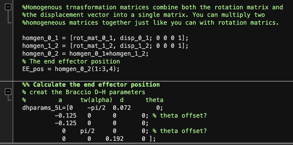 Solved 1. %Homogenous trnasformation matrices combine both | Chegg.com