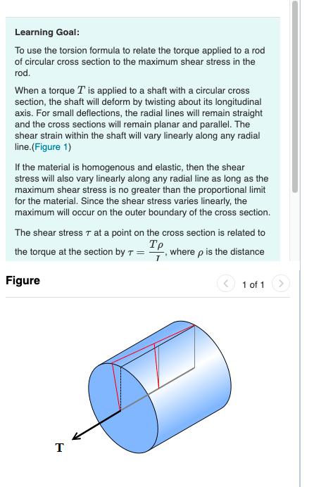 Solved Learning Goal: To use the torsion formula to relate | Chegg.com
