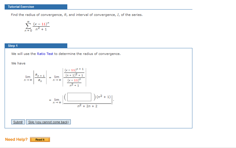 Solved Tutorial Exercise Find the radius of convergence, R, | Chegg.com