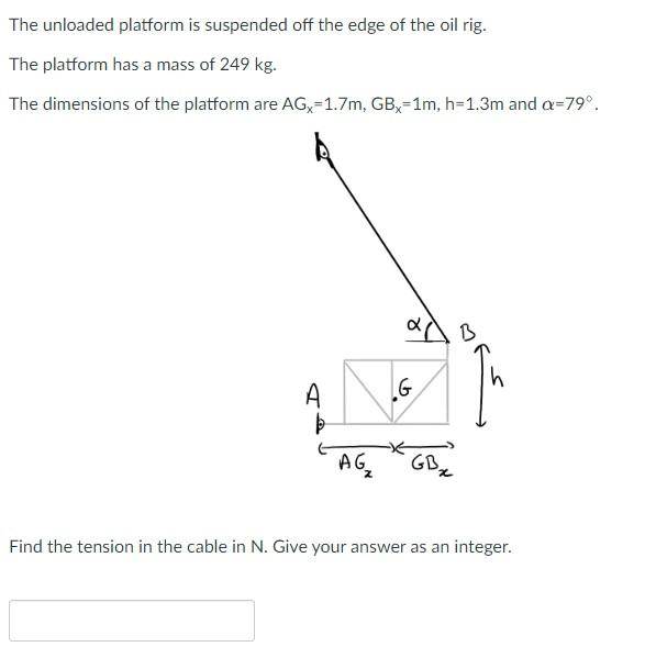 Solved The unloaded platform is suspended off the edge of | Chegg.com
