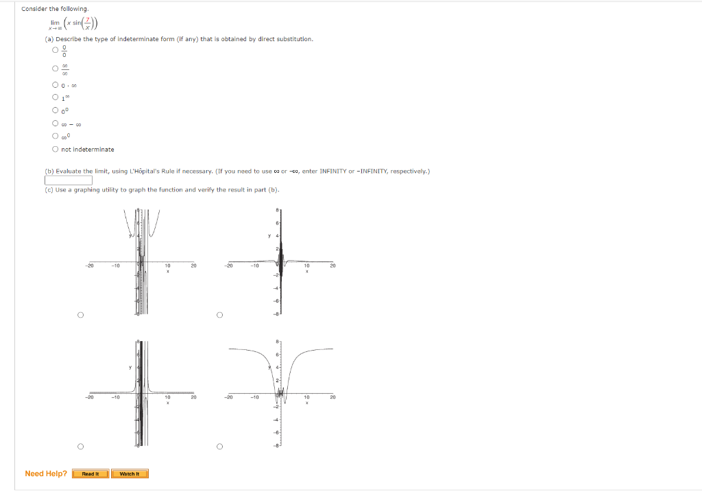 Solved Consider the following Lim (* sin(2) (a) Describe the | Chegg.com