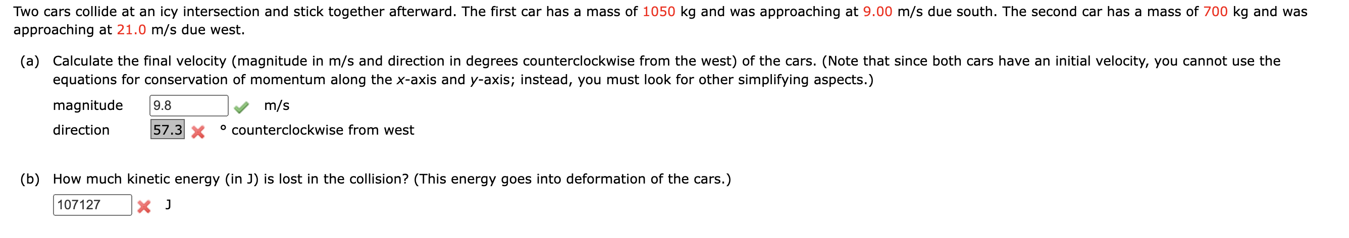 Solved approaching at 21.0 m/s due west. equations for | Chegg.com