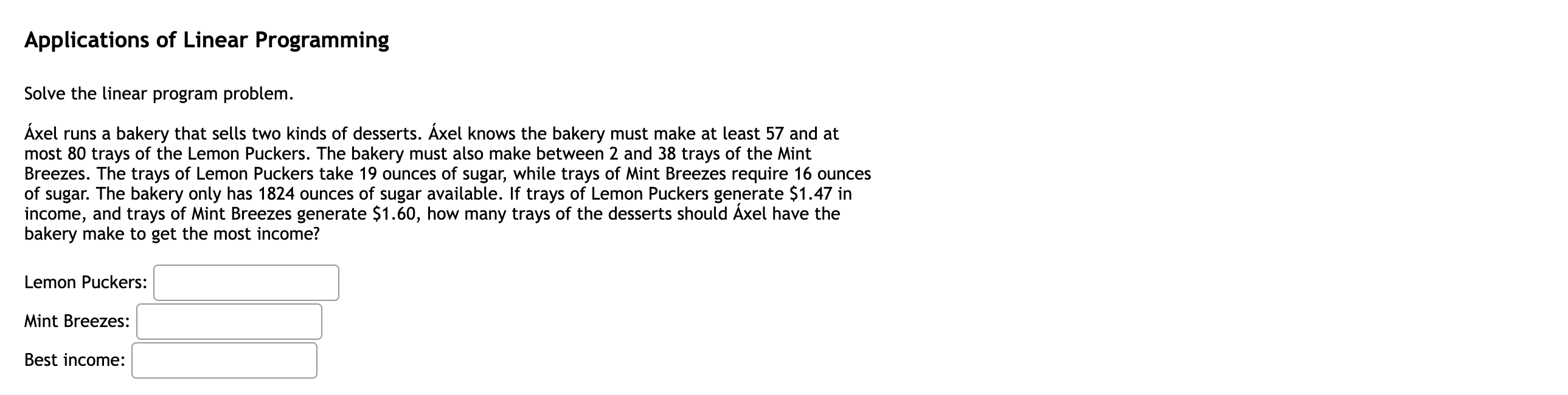 Solved Applications of Linear Programming Solve the linear | Chegg.com