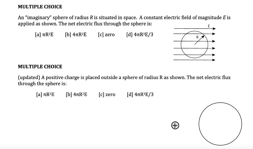 Solved MULTIPLE CHOICE An "imaginary sphere of radius R is | Chegg.com
