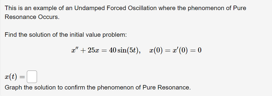 Solved This is an example of an Undamped Forced Oscillation | Chegg.com